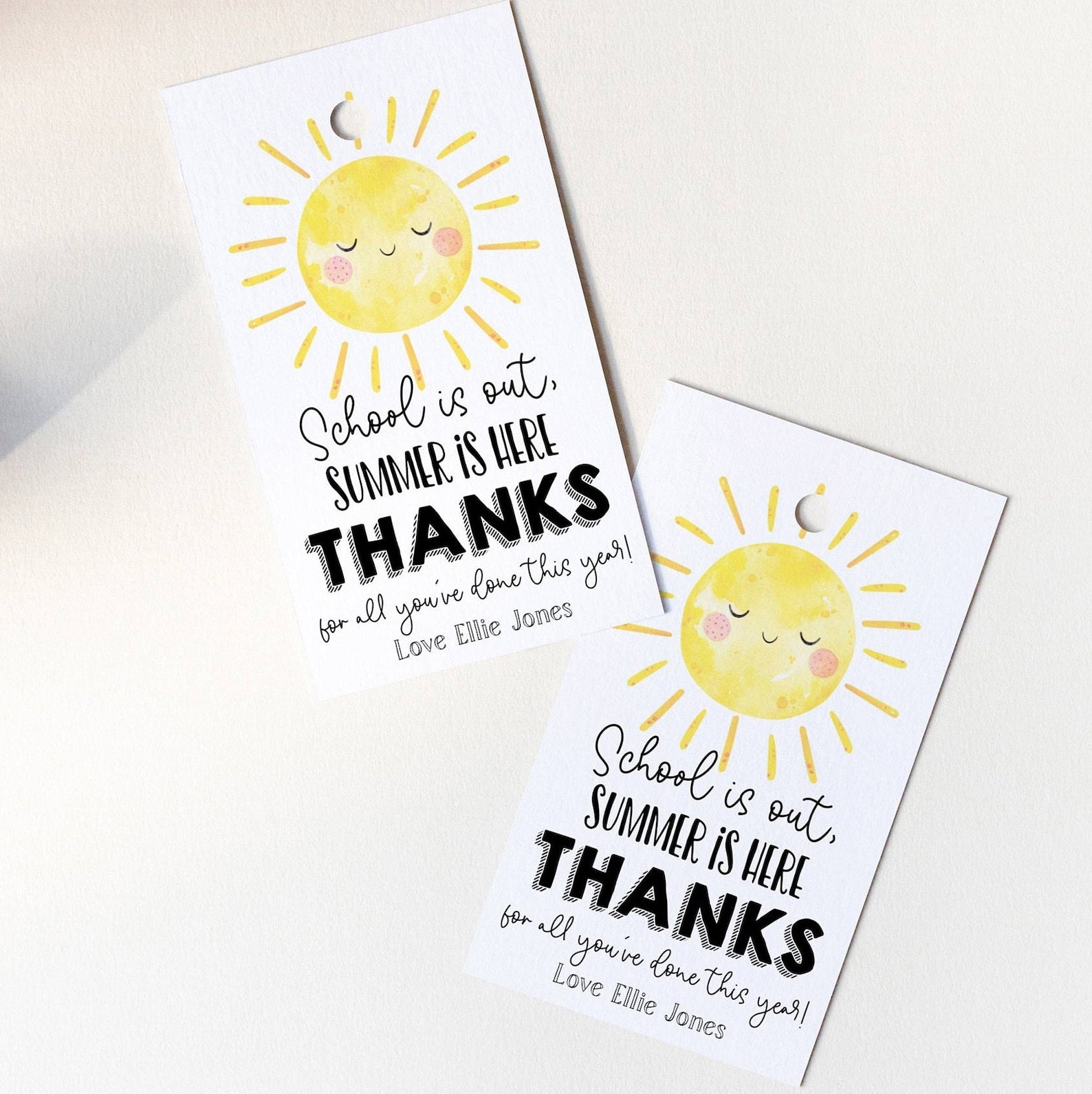 Summer Teacher Appreciation Gift Tag Template, Editable Sunshine Thank ...