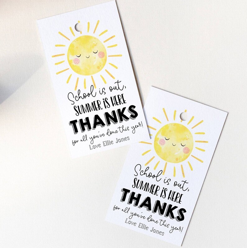 Summer Teacher Appreciation Gift Tag Template Editable - Etsy