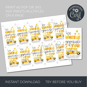 Editable Bus Driver Appreciation Gift Tag Template, Printable We ...
