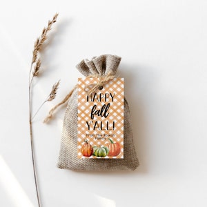Printable Happy Fall Y'all Tags, Editable Fall Gift Tags, Pumpkin Favor ...