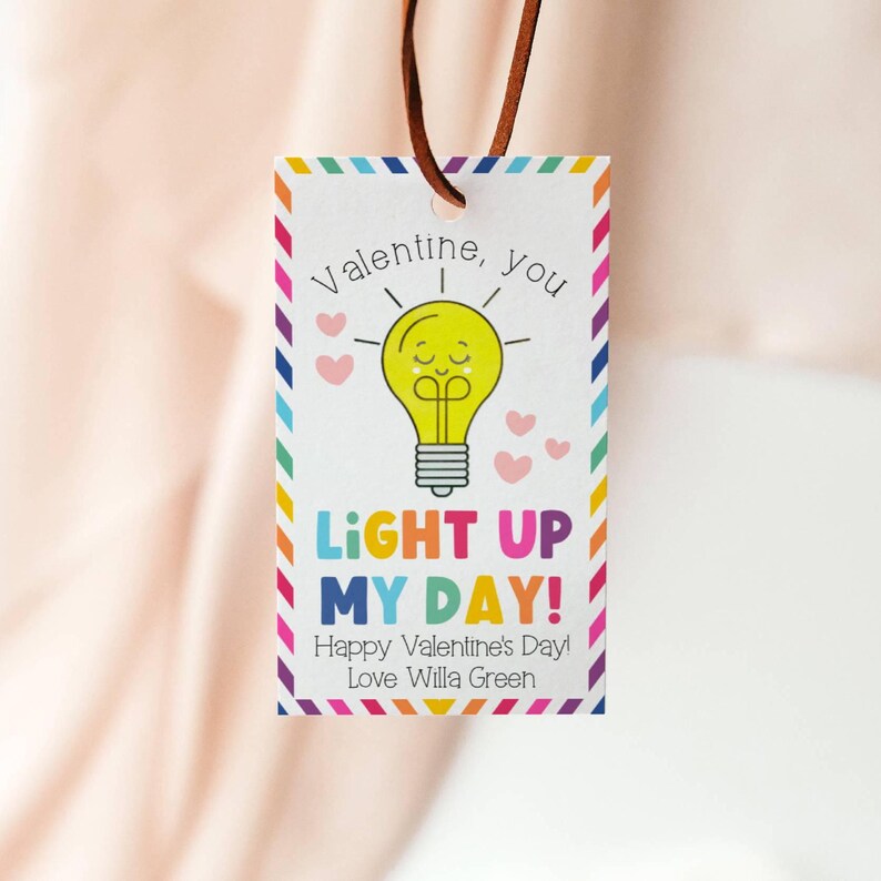 You Light up My Day Valentine Gift Tag Template, Printable Finger ...