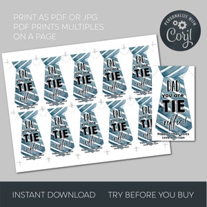 Father's Day Tie Gift Tag Template, Printable You Are Tie-riffic Favor ...