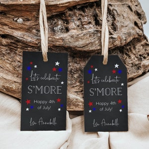4th of July S'more's Favor Tag Template, Printable July Fourth Gift Tag ...