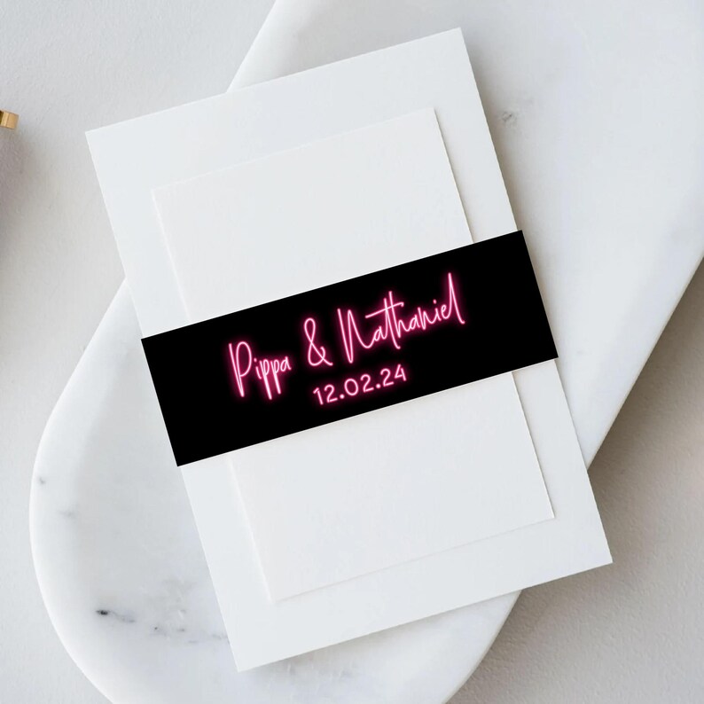 Neon Tropical Belly Band Template, Printable Beach Destination Wedding ...