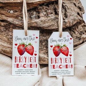 Berry Best Teacher Gift Tag Template, Printable Strawberry Teacher ...
