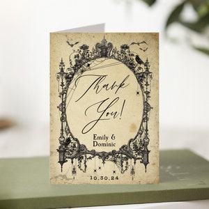 Halloween Gothic Frame Thank You Card Template, Printable Vintage ...