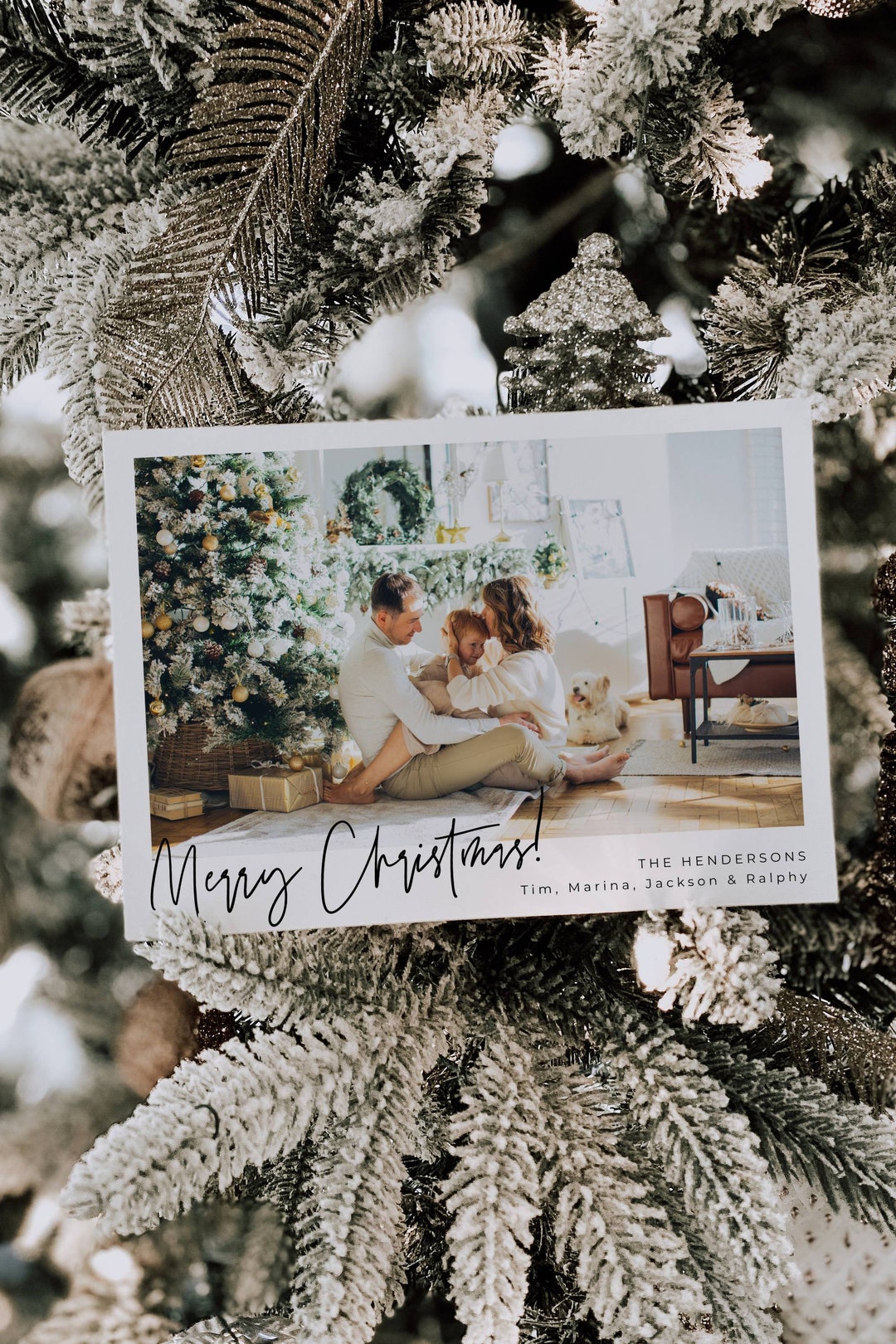 Modern Minimalist Photo Holiday Card Template, Printable Simple ...