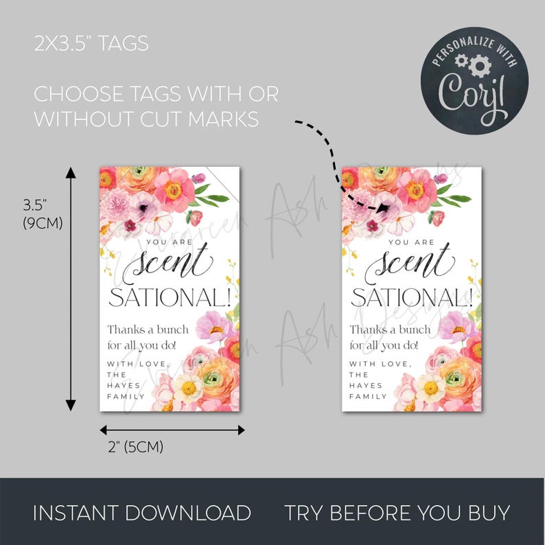 Flowers Appreciation Gift Tag Template, Printable You Are Scent ...