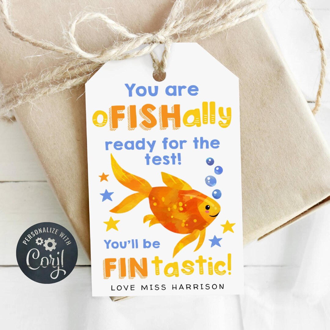 Testing Day Fish Crackers Gift Tag Template, Printable O-fish-ally ...