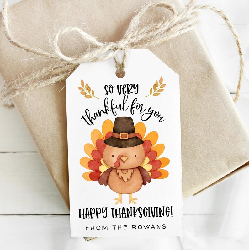 Printable Thanksgiving Gift Tag Template Cute Turkey Favor - Etsy