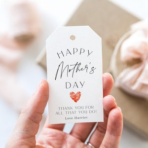 Minimalist Mother's Day Gift Tag Template, Printable Modern Heart ...