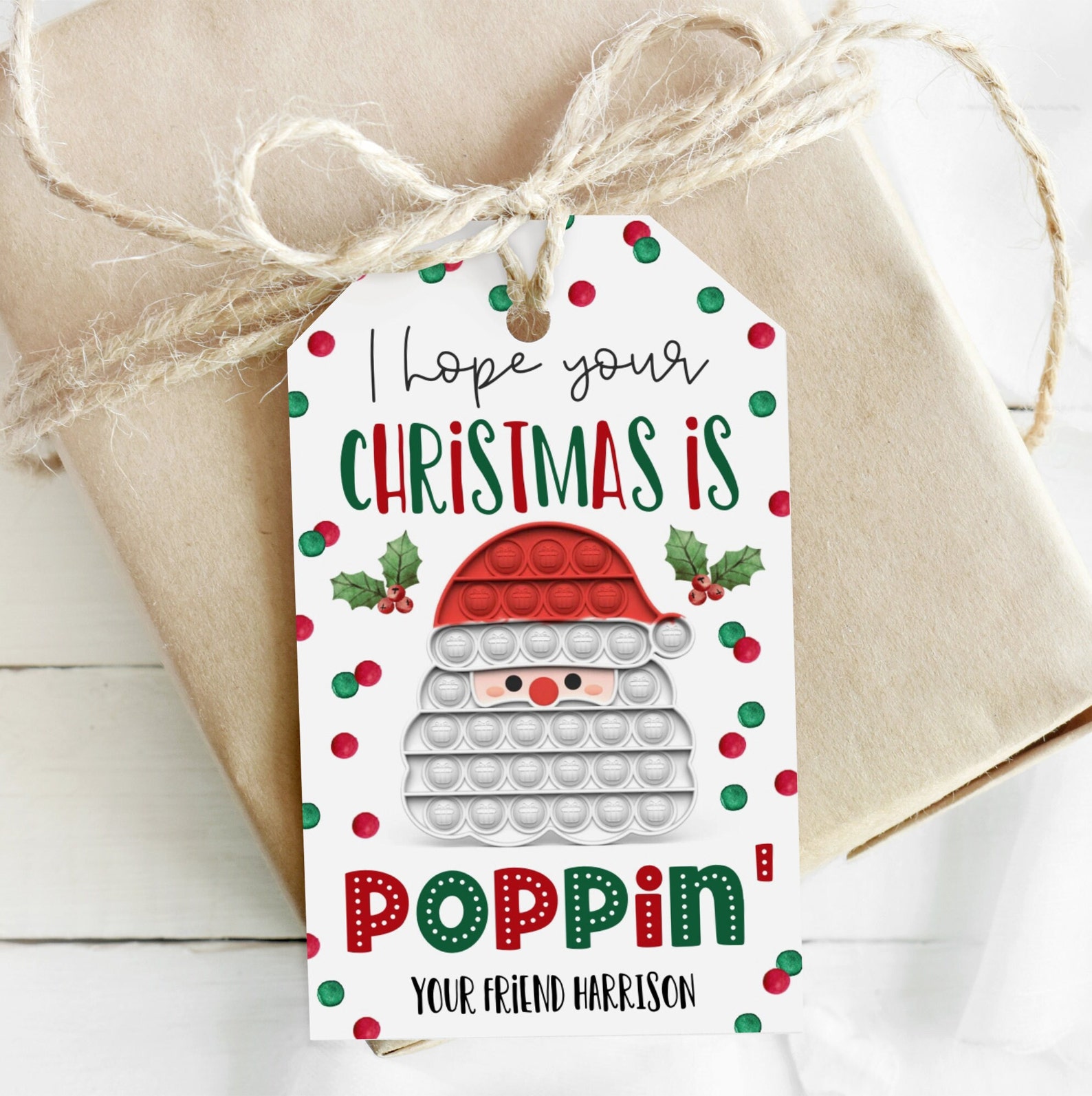 Christmas Pop It Gift Tag Template Printable Poppin' - Etsy