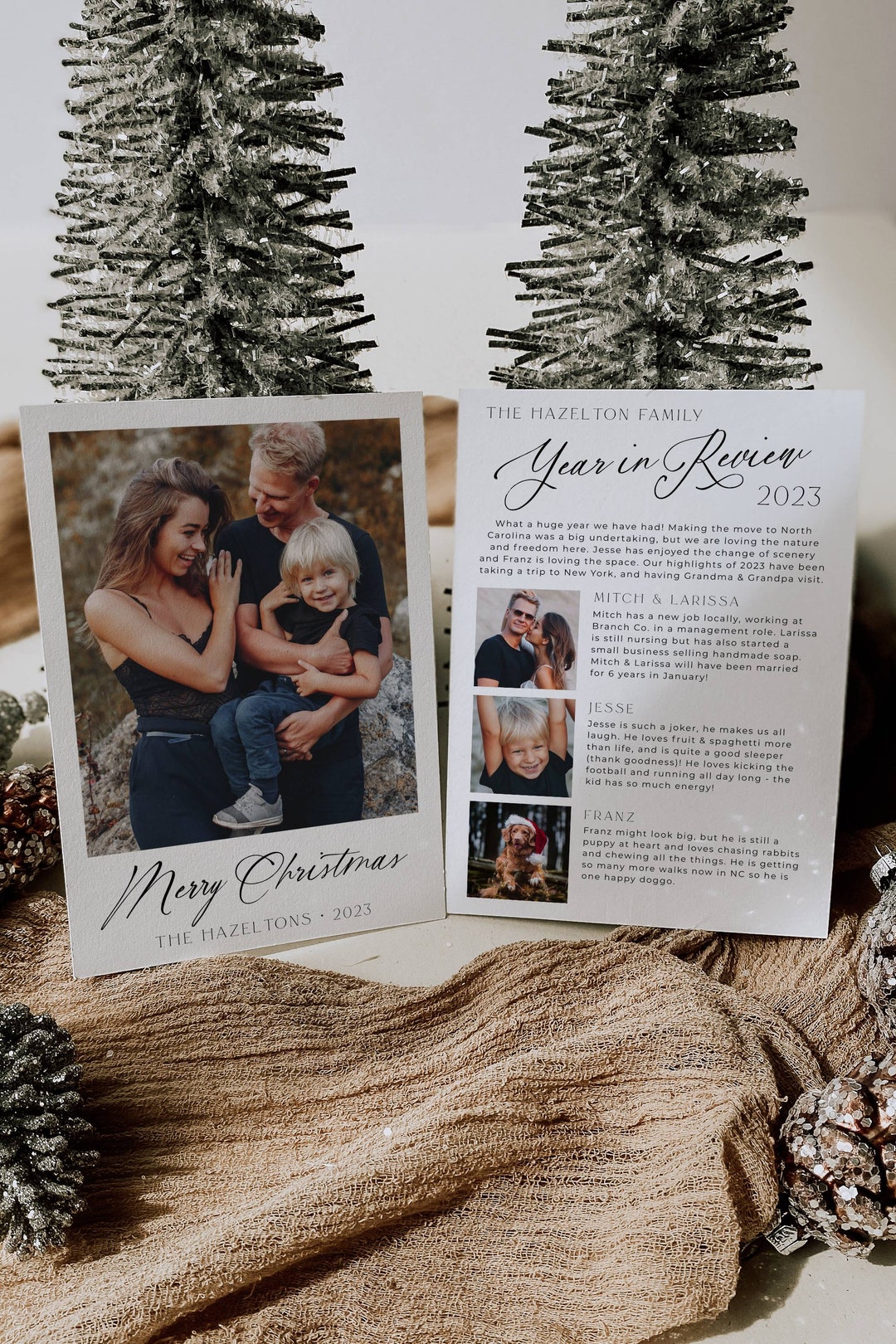 Modern Year in Review Holiday Card Template, Printable Photo Christmas ...