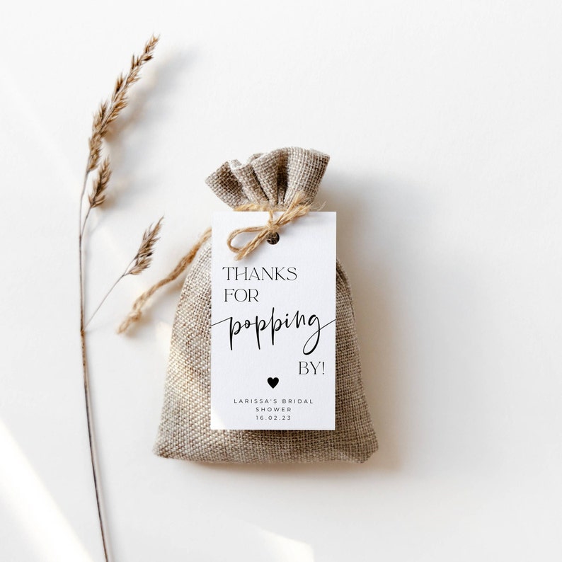 Thanks for Popping by Tag Template, Printable Bridal Shower Popcorn ...