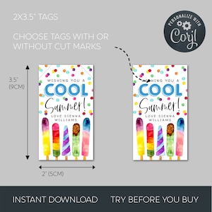Ice Pops Gift Tag Template, Printable End of School Favor Tag, Editable ...