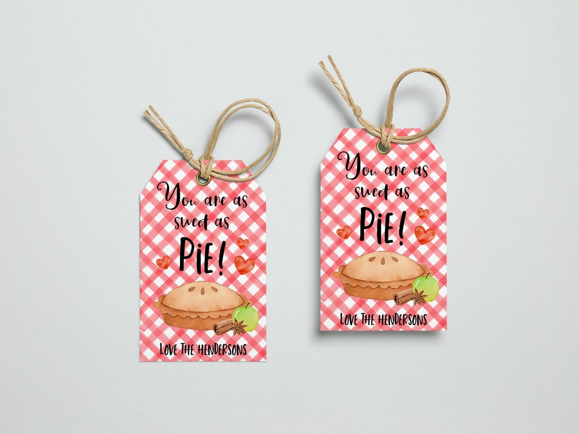 Printable Pie Gift Tag Template Editable You Are As Sweet As | Etsy
