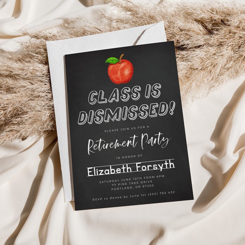 Teacher Retirement Party Invitation Template Printable Class - Etsy