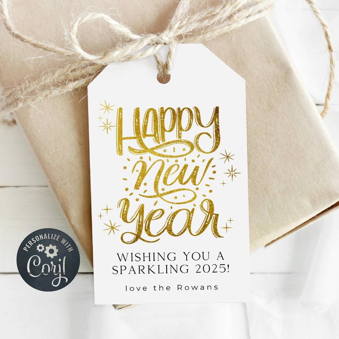 Happy New Year Gift Tag Template, Printable New Year's Eve Party Favor ...