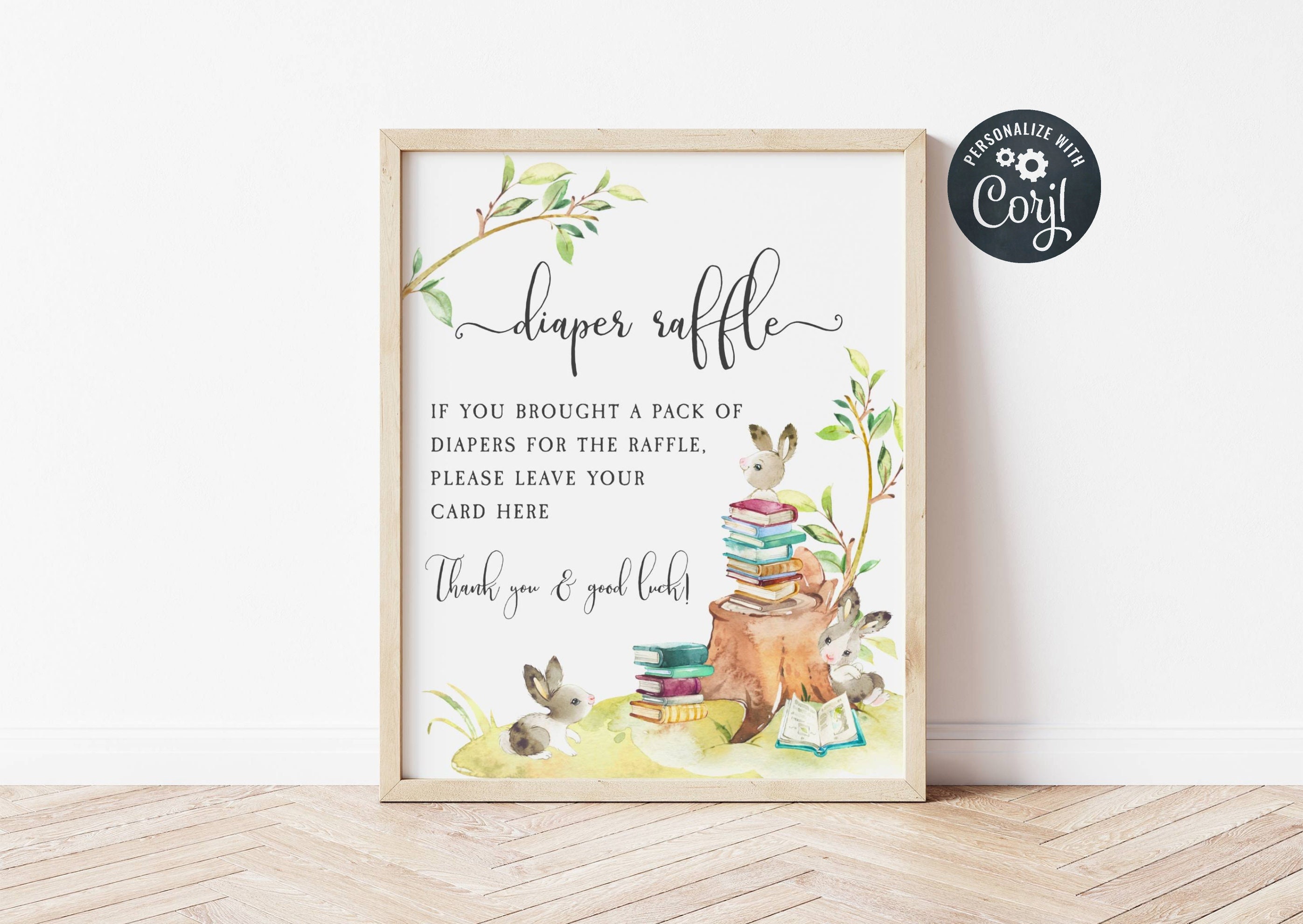 Storybook Baby Shower Diaper Raffle Sign Printable Book | Etsy