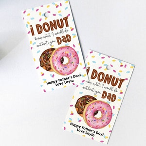 Father's Day Donut Gift Tag Template, Printable I Donut Know What I'd ...