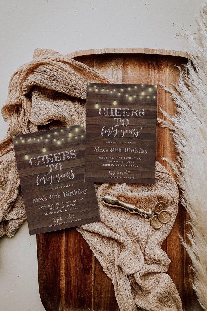 Rustic Birthday Invitation Template Printable Country Wood - Etsy