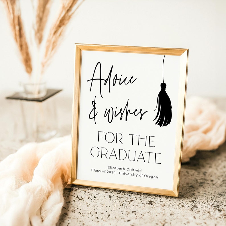 Advice & Wishes for the Graduate Sign Template, Printable Tassel ...
