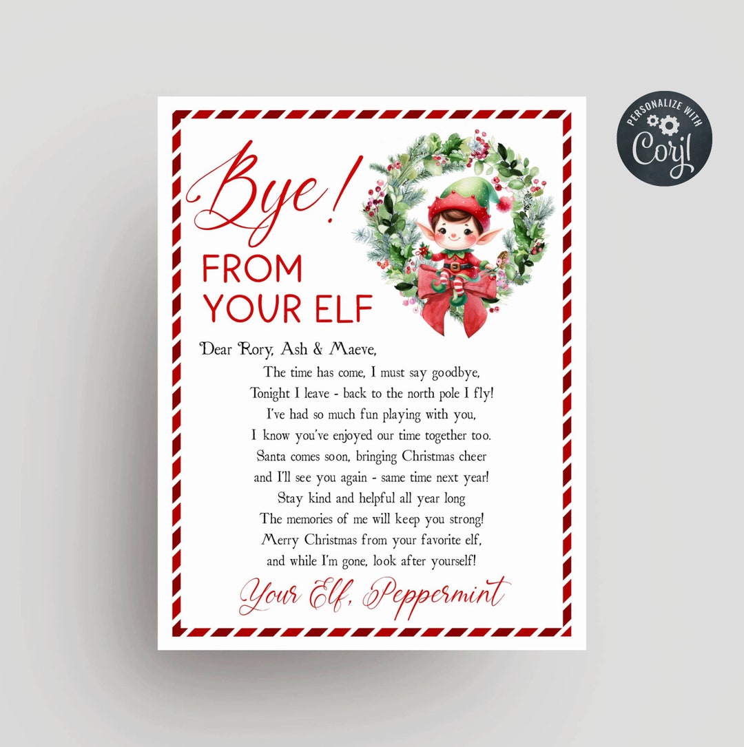 Editable Goodbye From Your Elf Letter Template, Printable Elf Farewell ...