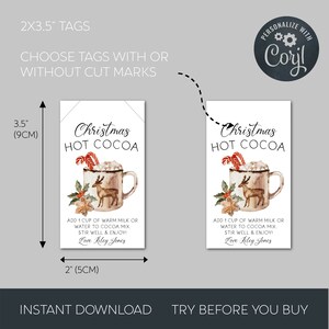 Christmas Hot Cocoa Gift Tag Template, Printable Holiday Hot Chocolate ...