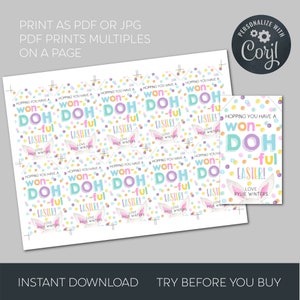 Easter Play Dough Gift Tag Template, Printable Woh-doh-ful Favor Tag ...