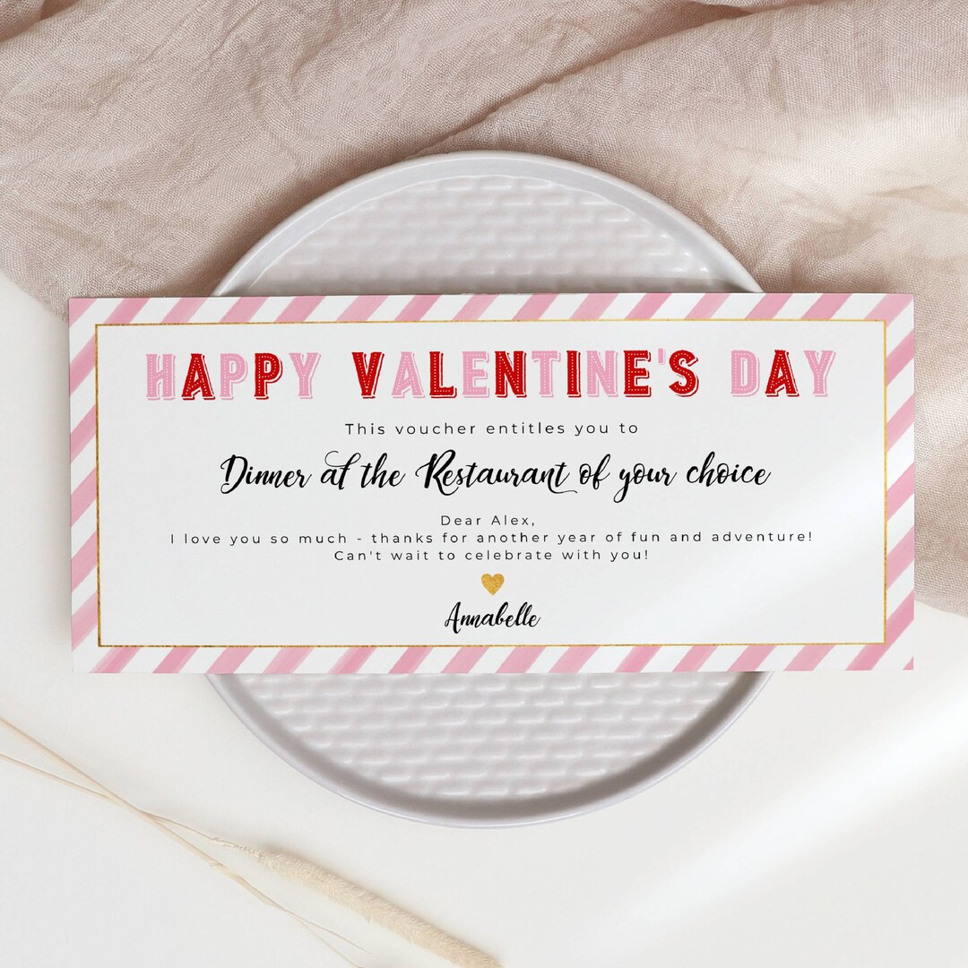 Valentine's Day Gift Certificate Template, Printable Love Coupon ...