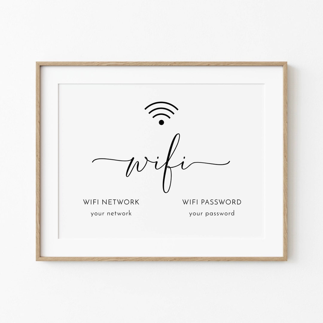 Wifi Password Sign Template, Printable Minimalist Wifi Sign, Editable ...