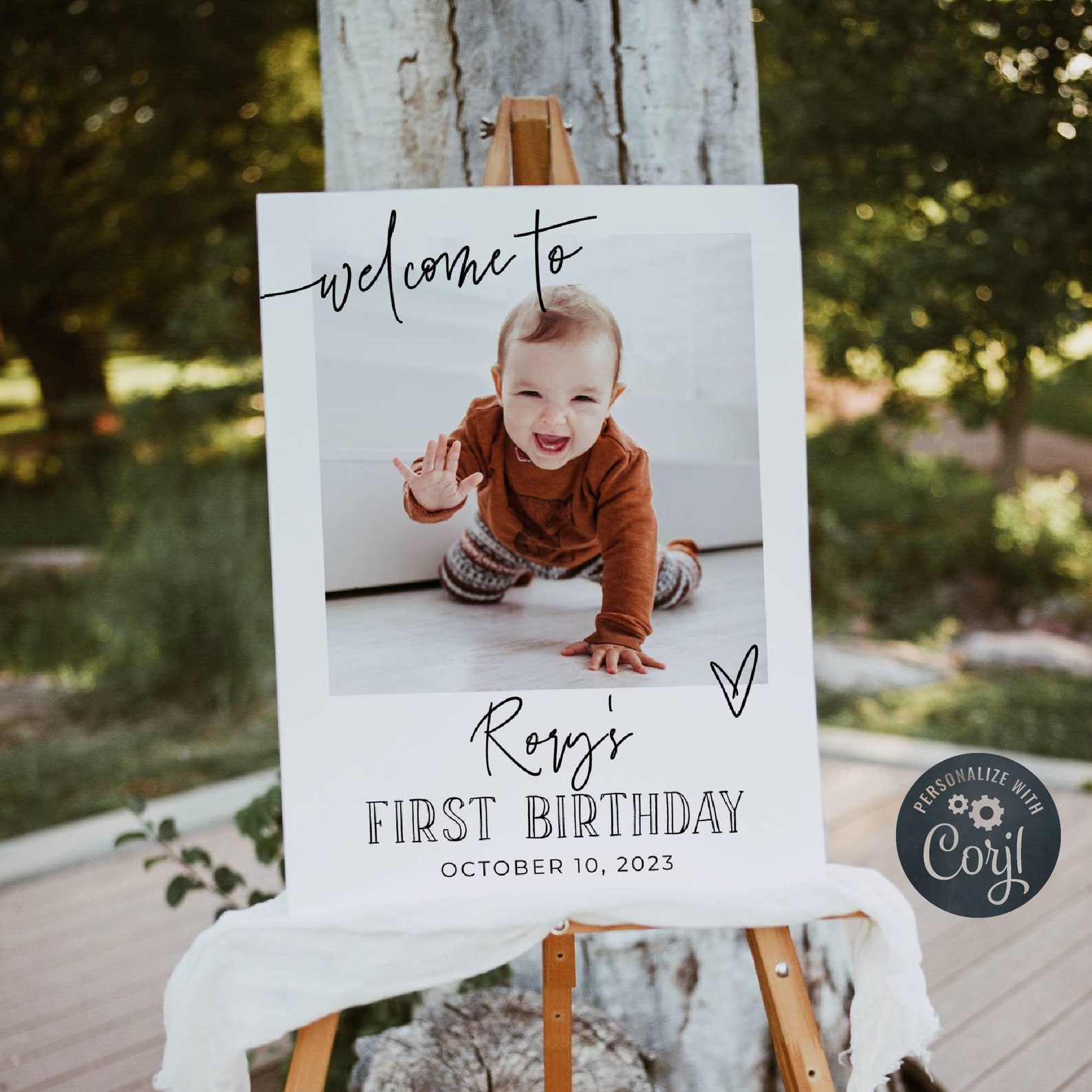Modern Photo Birthday Welcome Sign Template, Printable Minimal First ...