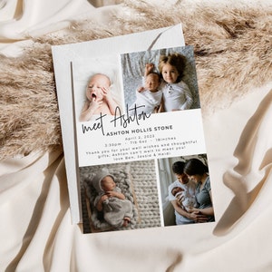 Birth Announcement Template, Printable Newborn Baby Thank You Cards ...