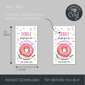 Donut Valentine's Day Gift Tag Template Printable Donut | Etsy