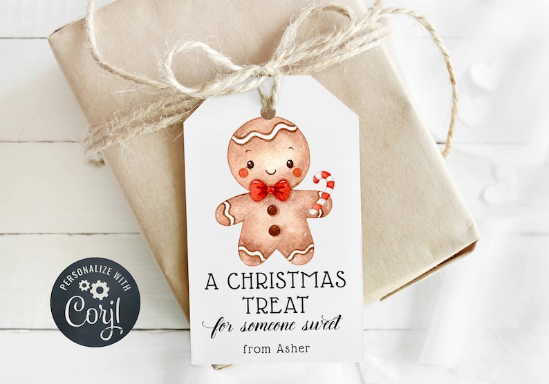 Gingerbread Man Christmas Gift Tag Template Printable Cute - Etsy