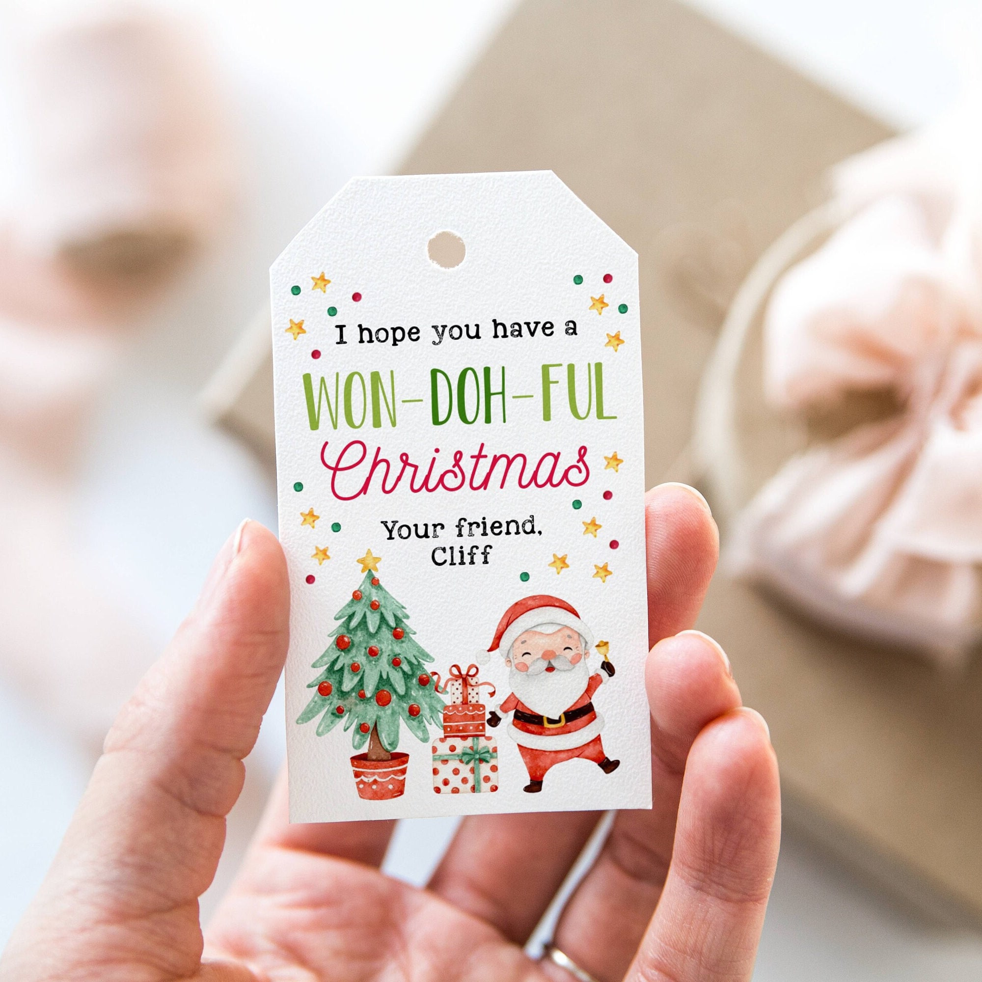Won-doh-ful Christmas Gift Tag Template Printable Classroom - Etsy