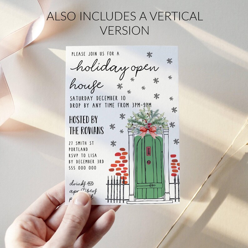 Holiday Open House Invitation Template, Printable Christmas Party ...