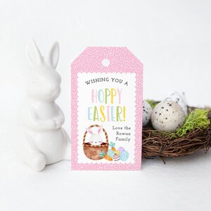 Hoppy Easter Gift Tag Template, Printable Easter Basket Favor Tags ...