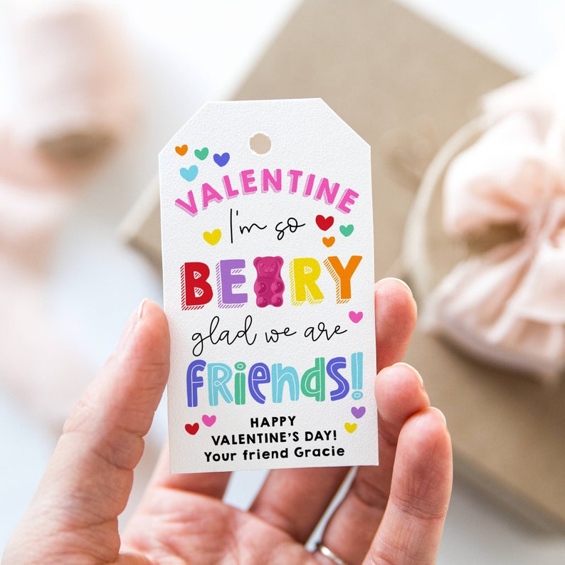 Gummy Bear Valentine's Day Gift Tag Template Printable - Etsy
