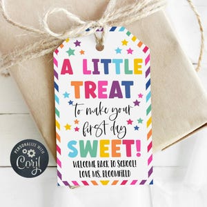 A Little Treat to Make Your First Day Sweet Gift Tag Template ...