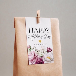 Floral Mother's Day Gift Tag Template, Printable Peonies Mothers Day ...