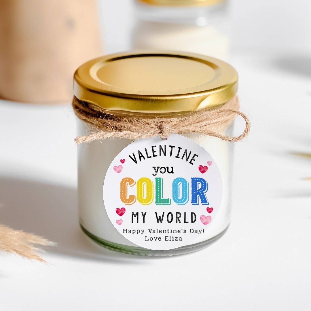 Rainbow Valentine's Day Round Gift Tag Template, Printable You Color My ...