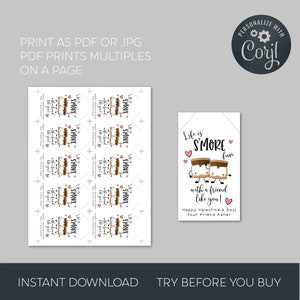 Printable S'mores Valentine's Day Gift Tags Life is | Etsy