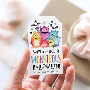 Halloween Monster Gift Tag Template, Printable Wishing You A Monstrous ...