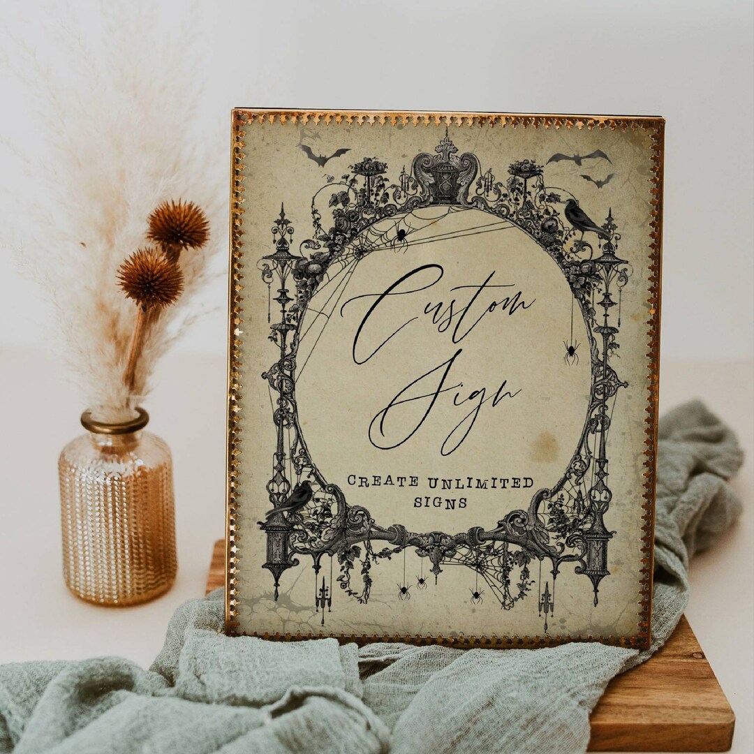 Halloween Gothic Frame Custom Sign Template, Printable Vintage Wedding ...
