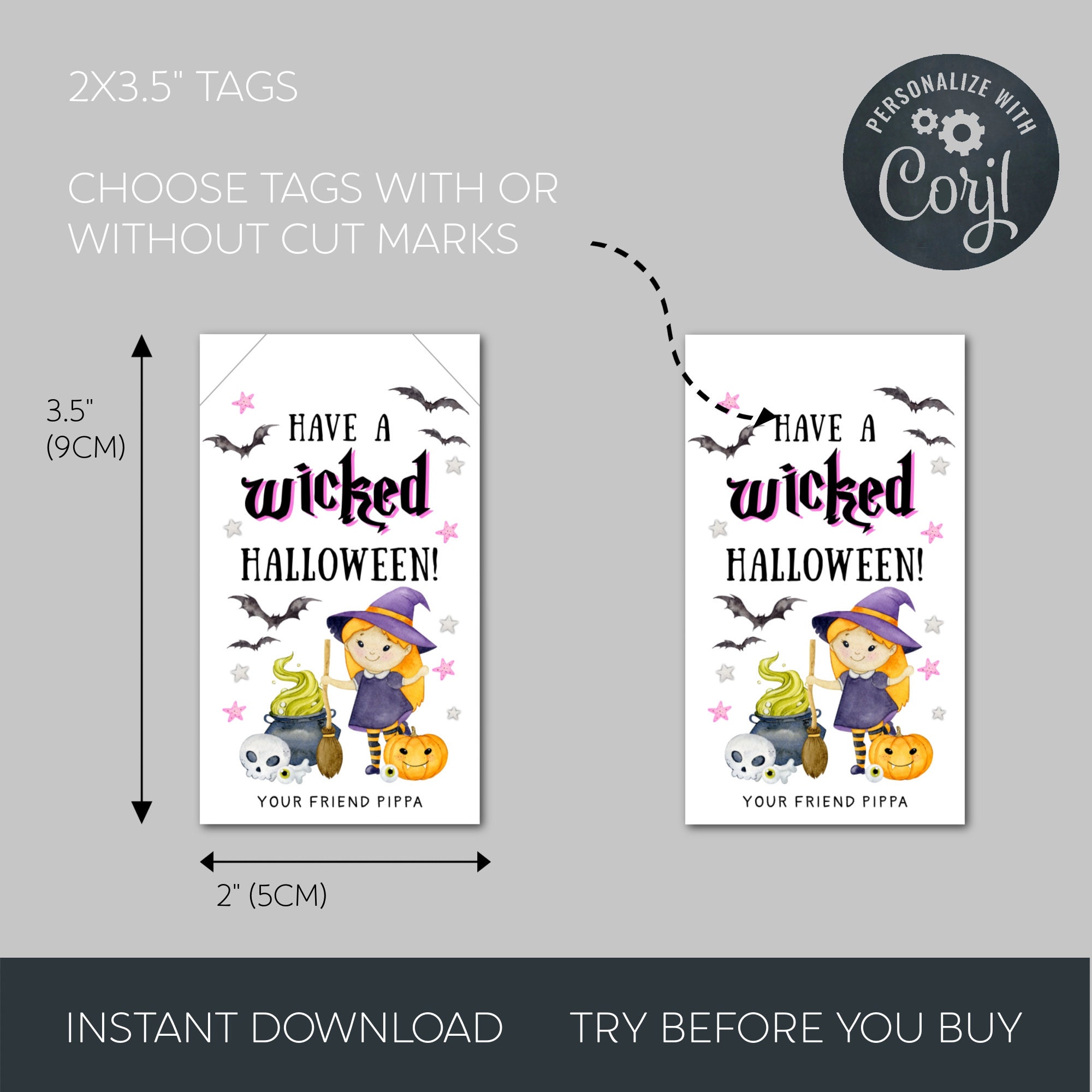 Wicked Halloween Favor Tag Template, Printable Witch Spooky Cauldron ...