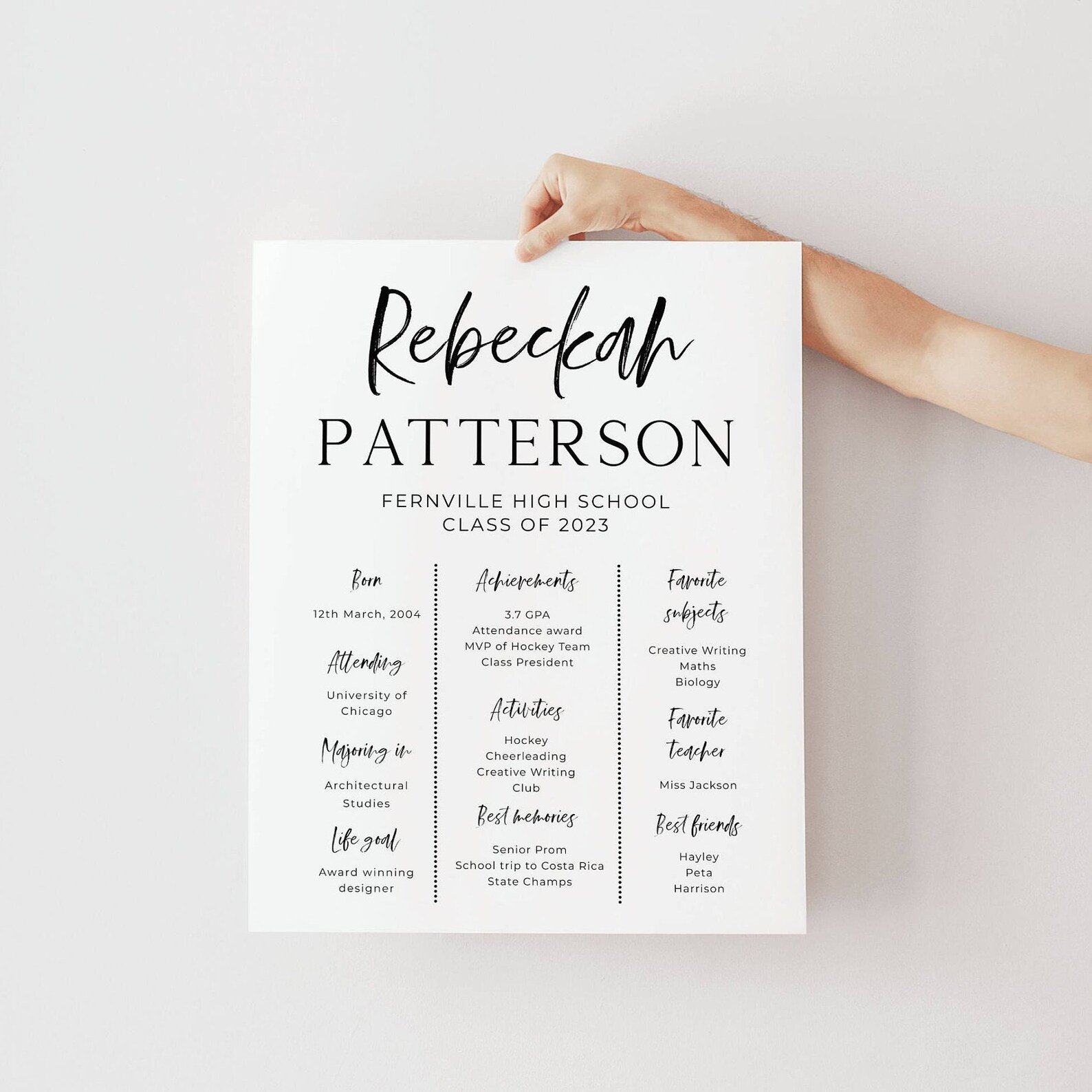 Modern Graduation Milestone Poster Template, Printable Class of 2026 ...