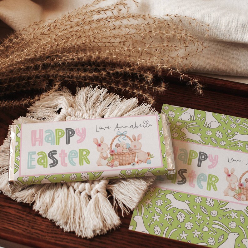 Easter Chocolate Bar Wrapper Template Printable Pastel - Etsy