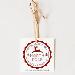 North Pole Official Delivery Gift Tag Template, Printable Santa Claus ...