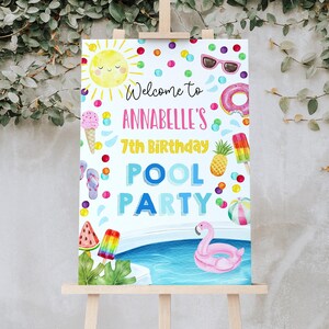 Editable Pool Party Welcome Sign Template, Printable Summer Birthday ...